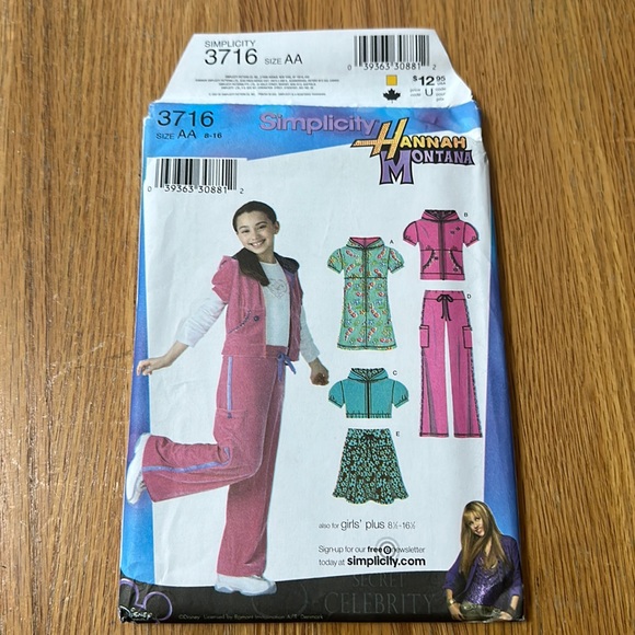 Simplicity | Office | Uncut Sewing Pattern Hannah Montana Girls Clothes ...